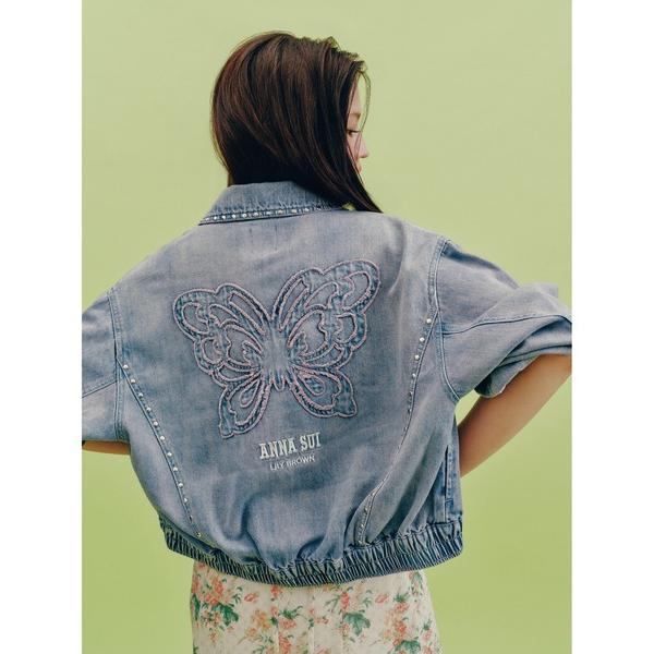 ZOZO問い合わせ番号:108311872ショップ:LILY BROWN，リリー ブラウンブランド:LILY BROWN，リリーブラウン商品名:【LILY BROWN×ANNA SUI】スタッズデニムシャツブルゾンカテゴリ:ジャケット/アウ...