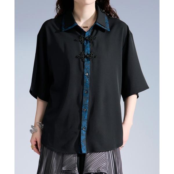 ZOZO問い合わせ番号:108504627ショップ:Ellno Loset，エルノロゼットブランド:Ellno Loset，エルノロゼット商品名:ジャガードレイヤードクレリックチャイナシャツカテゴリ:トップス>シャツ/ブラウスブランド...
