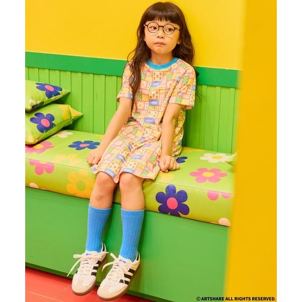 ZOZO問い合わせ番号:108543817ショップ:pairmanon，ペアマノンブランド:pairmanon，ペアマノン，coucou manon，ククゥ マノン商品名:【wiggle wiggle】ガールズ 総柄 リンガー襟 半袖 Tシ...