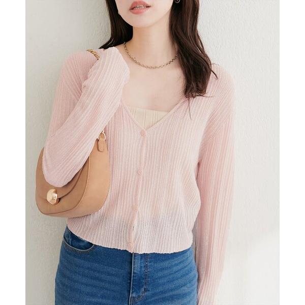 ZOZO問い合わせ番号:108659039ショップ:natural couture，ナチュラルクチュールブランド:natural couture，ナチュラルクチュール商品名:針抜きリブシアーラメカーデカテゴリ:トップス>カーディガン/...