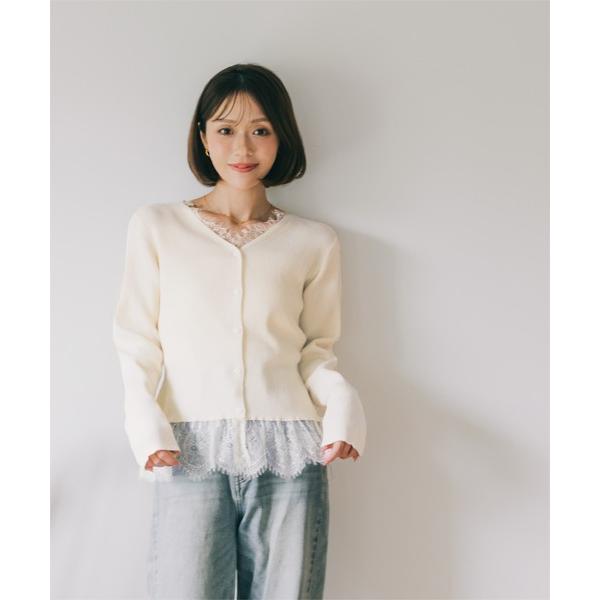 ZOZO問い合わせ番号:108659110ショップ:ur's，ユアーズブランド:ur's，ユアーズ商品名:レーストリミングVネックニットカーディガンカテゴリ:トップス>カーディガン/ボレロブランド品番:BIXU2163素材:【本体】 ...