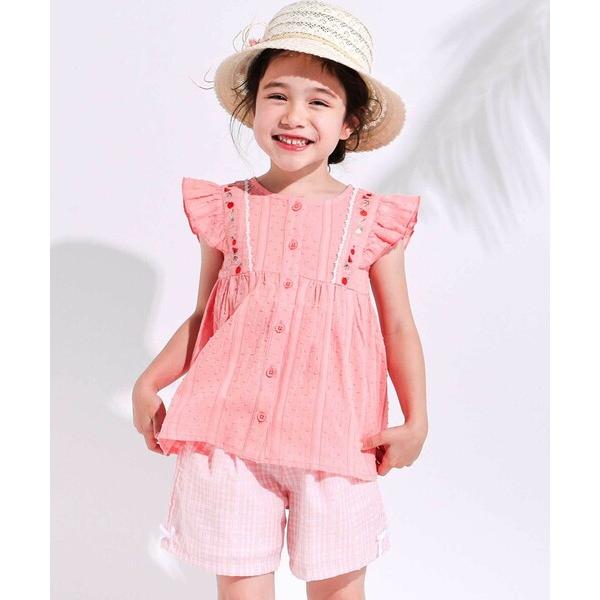 『タイムセール実施中』ZOZO問い合わせ番号:108695552ショップ:BEBE ONLINE STORE，ベベ オンラインストアブランド:SLAP SLIP，スラップスリップ商品名:肩フリルチュニック+チェック柄ショートパンツセットアッ...