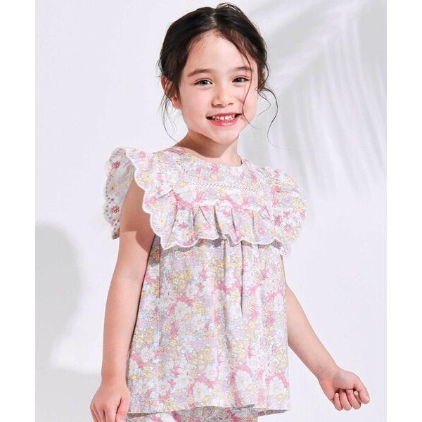 ZOZO問い合わせ番号:108695563ショップ:BEBE ONLINE STORE，ベベ オンラインストアブランド:SLAP SLIP，スラップスリップ商品名:花柄肩フリルチュニック(80~130cm)カテゴリ:トップス>シャツ/...