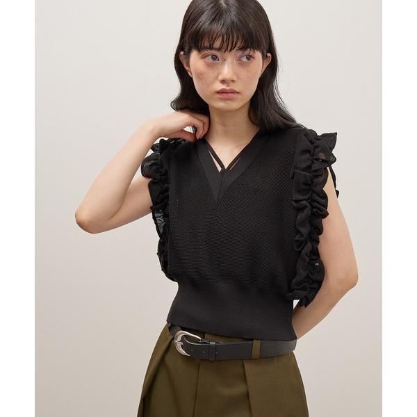 ZOZO問い合わせ番号:108697534ショップ:ADAM ET ROPE'，アダムエロペブランド:ADAM ET ROPE'，アダムエロペ商品名:フリルメッシュジレカテゴリ:トップス>ベストブランド品番:2026-A-GAM063...