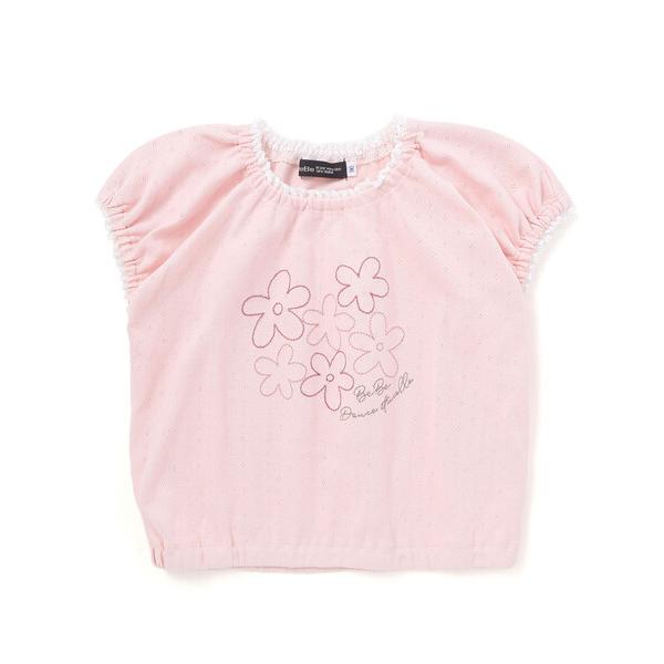 ※このアイテムは返品・交換対象外商品です。ZOZO問い合わせ番号:108700813ショップ:BEBE ONLINE STORE，ベベ オンラインストアブランド:BeBe，ベベ商品名:針抜きスムースステッチフラワー半袖ギャザーTシャツカテゴ...