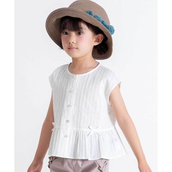 ZOZO問い合わせ番号:108700820ショップ:BEBE ONLINE STORE，ベベ オンラインストアブランド:BeBe，ベベ商品名:(キャミソール付)カラミストライプ裾フリルボックスブラウス(100~160cm)カテゴリ:トップス...