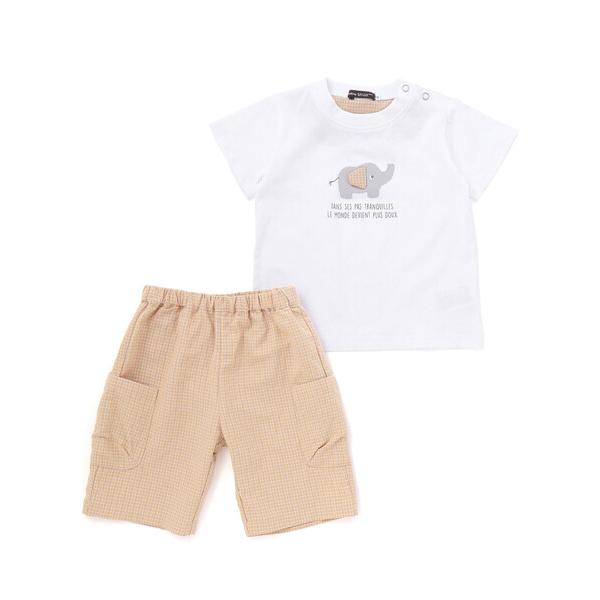 ※このアイテムは返品・交換対象外商品です。ZOZO問い合わせ番号:108700831ショップ:BEBE ONLINE STORE，ベベ オンラインストアブランド:BeBe，ベベ商品名:ゾウプリント天竺半袖Tシャツ+サイドポケットハーフパンツ...