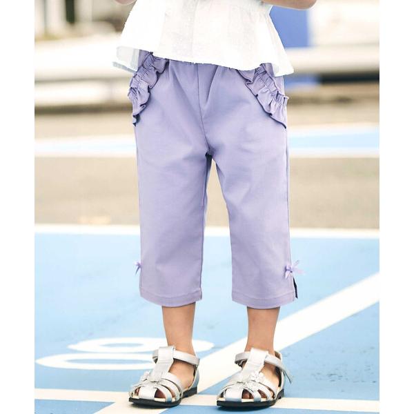 『タイムセール実施中』ZOZO問い合わせ番号:108700857ショップ:BEBE ONLINE STORE，ベベ オンラインストアブランド:BeBe，ベベ商品名:「接触冷感」ストレッチウェザーポケットフリルサブリナパンツ(90~160cm...