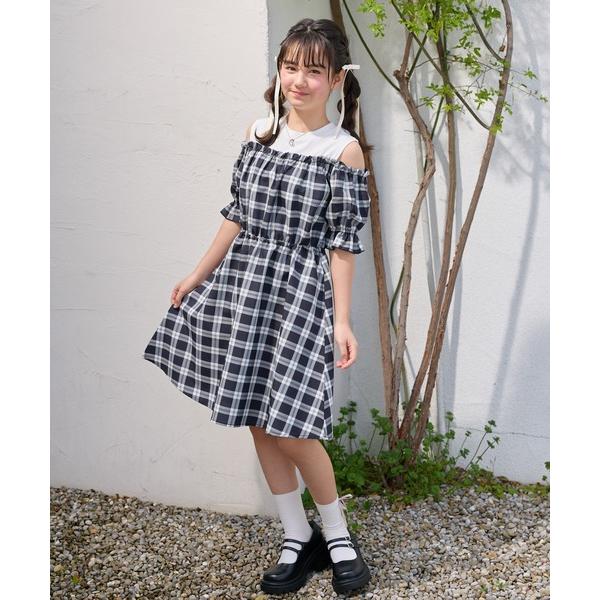 ZOZO問い合わせ番号:108705145ショップ:cross marche，クロスマルシェブランド:Amourire girl，アムリールガール，cross marche，クロスマルシェ商品名:オフショルダー ドッキング 半袖 ワンピース...