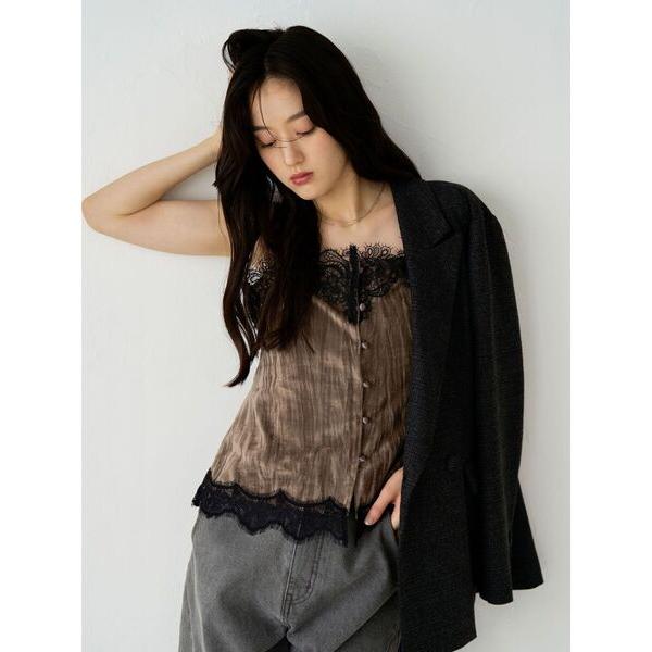 ZOZO問い合わせ番号:108854792ショップ:LAGUNAMOON，ラグナムーンブランド:LAGUNAMOON，ラグナムーン商品名:レーストリミングベロアキャミソールカテゴリ:トップス>Tシャツ/カットソーブランド品番:0326...