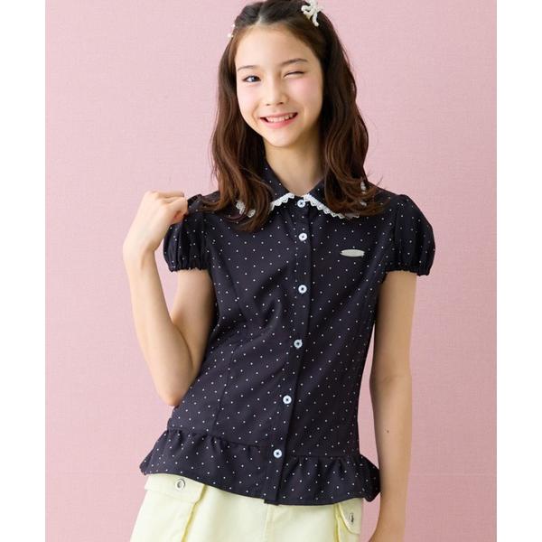 ZOZO問い合わせ番号:108892667ショップ:cross marche，クロスマルシェブランド:Amourire girl，アムリールガール，cross marche，クロスマルシェ商品名:パフスリーブシャツブラウス 半袖 無地 ドッ...