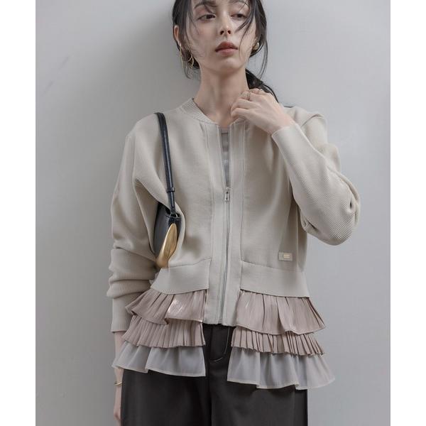 ZOZO問い合わせ番号:108975688ショップ:Eimee Law，エイミーロウブランド:Eimee Law，エイミーロウ商品名:ペプラムフリルニットブルゾンカテゴリ:ジャケット/アウター>ブルゾンブランド品番:84857A素材:...