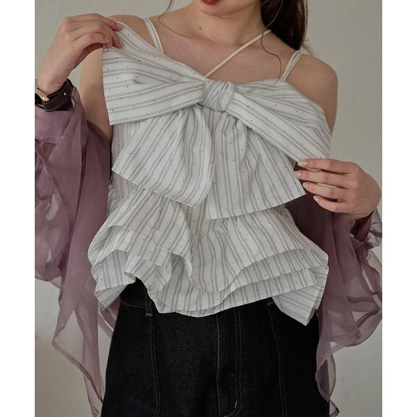 ZOZO問い合わせ番号:109050599ショップ:mideal，マイディールブランド:mideal，マイディール商品名:ribbon frill peplum bustier / リボンフリルペプラムビスチェカテゴリ:トップス>キャ...