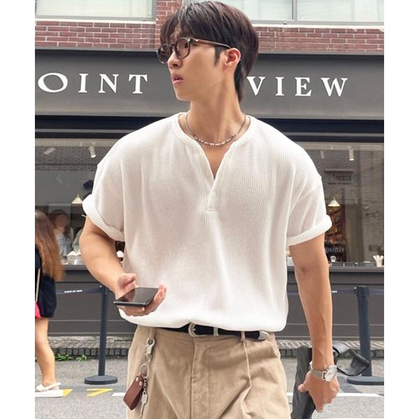ZOZO問い合わせ番号:109126843ショップ:CERCA，チェルカブランド:NOWLE，ノウル商品名:「NOWLE」凹凸ワッフル サーマル ヘンリーネック 半袖 Tシャツ/ アーバンリラックス ショートスリーブ トップスカテゴリ:トッ...
