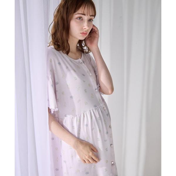 ZOZO問い合わせ番号:109169992ショップ:cross marche，クロスマルシェブランド:Rosemadame，ローズマダム商品名:【親子でお揃い】マタニティ ルームワンピース｜綿100％ アニマル柄 授乳対応 ネグリジェ パジ...