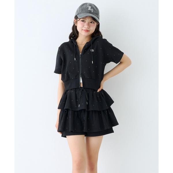 ZOZO問い合わせ番号:109323354ショップ:NARUMIYA ONLINE，ナルミヤ オンラインブランド:LOVETOXIC，ラブトキシック商品名:キラキラ半袖ダブルジップティアードセットアップカテゴリ:ワンピース/ドレス>ワ...