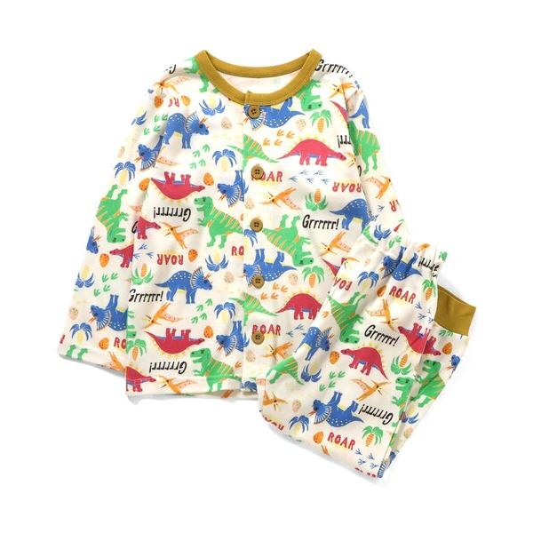 ZOZO問い合わせ番号:109404095ショップ:F.O.Online Store，エフオーオンラインストアブランド:BREEZE，ブリーズ商品名:【WEB限定】光るきょうりゅう柄前あきスムース長袖パジャマカテゴリ:ルームウェア>ル...