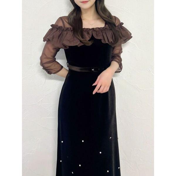 ZOZO問い合わせ番号:109564068ショップ:dazzlin，ダズリンブランド:dazzlin，ダズリン商品名:バルーンデコルテベロアドレスカテゴリ:ワンピース/ドレス>ドレスブランド品番:022650301201素材:表地：ポ...