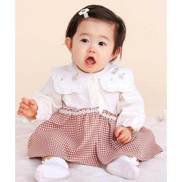 ※このアイテムは返品・交換対象外商品です。ZOZO問い合わせ番号:109600029ショップ:BEBE ONLINE STORE，ベベ オンラインストアブランド:SLAP SLIP BABY，スラップスリップベビー商品名:花モチーフ襟付きロ...