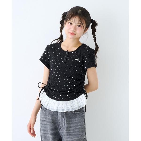 ZOZO問い合わせ番号:109684063ショップ:NARUMIYA ONLINE，ナルミヤ オンラインブランド:LOVETOXIC，ラブトキシック商品名:「LTXC」フリルヘムドッキング半袖テレコカテゴリ:トップス>Tシャツ/カット...
