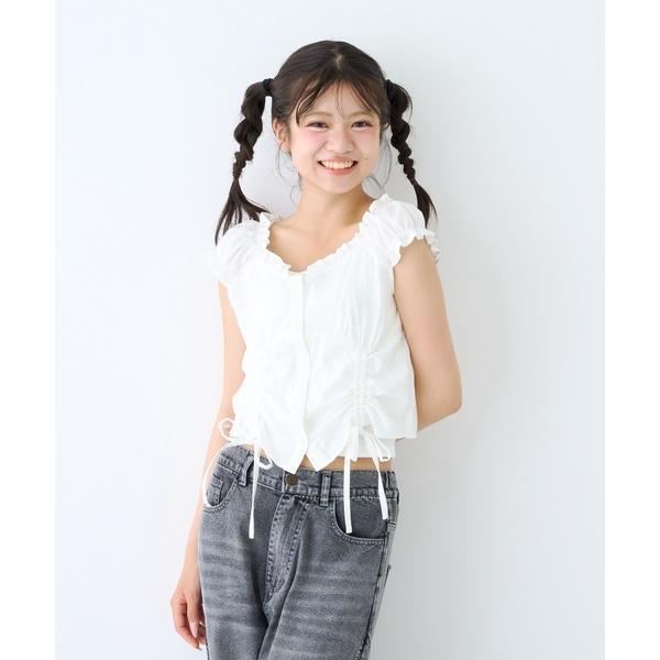 ZOZO問い合わせ番号:109760312ショップ:NARUMIYA ONLINE，ナルミヤ オンラインブランド:LOVETOXIC，ラブトキシック商品名:「LTXC/吸水速乾/快適」インナーつきシャーリングブラウスカテゴリ:トップス&gt...