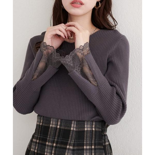 『タイムセール実施中』ZOZO問い合わせ番号:109997968ショップ:natural couture，ナチュラルクチュールブランド:natural couture，ナチュラルクチュール商品名:前後２WAY袖口レースリブニットカテゴリ:ト...