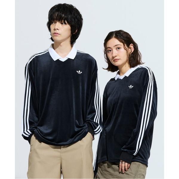 『セール実施中』ZOZO問い合わせ番号:110044175ショップ:adidas，アディダスブランド:adidas，アディダス，adidas Originals，アディダスオリジナルス商品名:ベロア長袖ポロシャツ / アディダスオリジナルス...