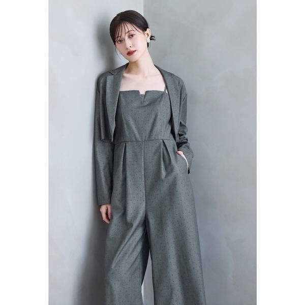 ZOZO問い合わせ番号:110232748ショップ:bflat，ビーフラットブランド:niana，ニアナ，et.UNiVER，エトユニベール商品名:ミッドナイトドットパンツドレス 2点セット ジャケット オールインワン 結婚式 成人式 二次...