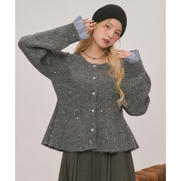 ZOZO問い合わせ番号:110272154ショップ:mideal，マイディールブランド:loin nuit，ロワンニュイ商品名:spangle peplum knit / スパンコールペプラムニットカテゴリ:トップス>カーディガン/ボ...