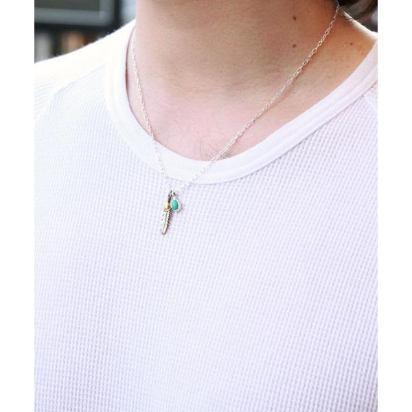 ZOZO問い合わせ番号:11927782ショップ:MR.OLIVE，ミスターオリーブブランド:amp japan，アンプジャパン商品名:スモール ハート フェザー＆ターコイズ チェーンネックレスカテゴリ:アクセサリー>ネックレスブラン...