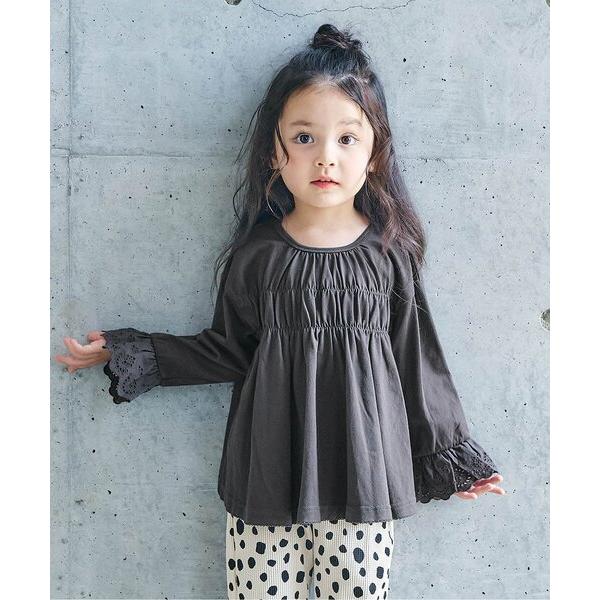 ZOZO問い合わせ番号:110310757ショップ:F.O.Online Store，エフオーオンラインストアブランド:apres les cours，アプレレクール商品名:袖レースシャーリング長袖トップスカテゴリ:トップス>Tシャツ...