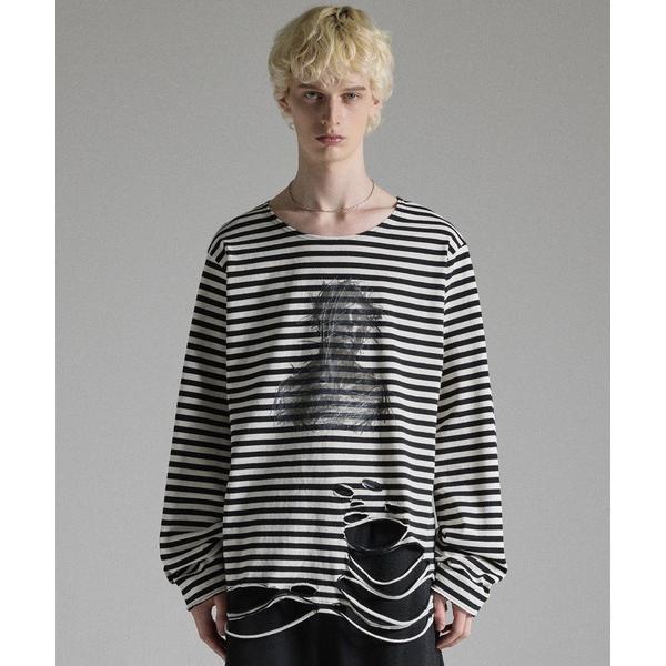ZOZO問い合わせ番号:110312262ショップ:EMMA CLOTHES，エマ クローズブランド:GRANCY，グランシー商品名:「GRANCY」Graphic Damage LongTee / グラフィックダメージロングTシャツカテゴ...