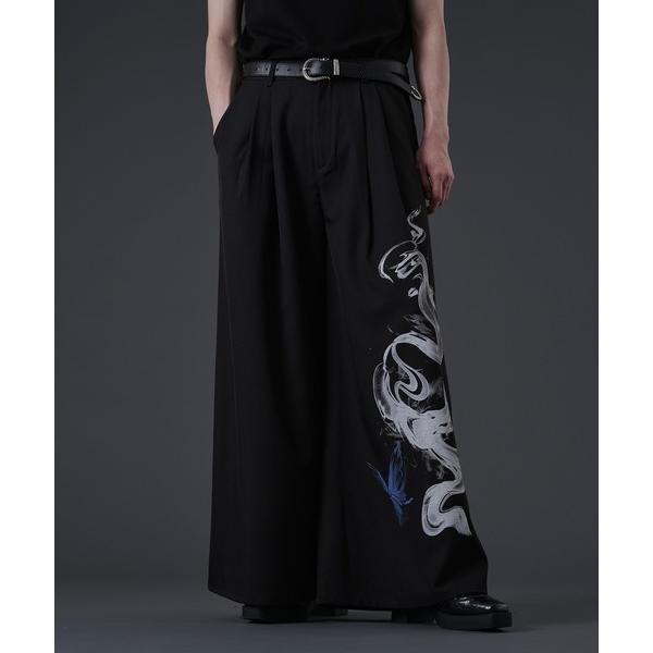 ZOZO問い合わせ番号:110313955ショップ:Ellno Loset，エルノロゼットブランド:狐独，コドク商品名:スモークプリントバギースラックスカテゴリ:パンツ>スラックスブランド品番:1056596素材:ポリエステル 96 ...
