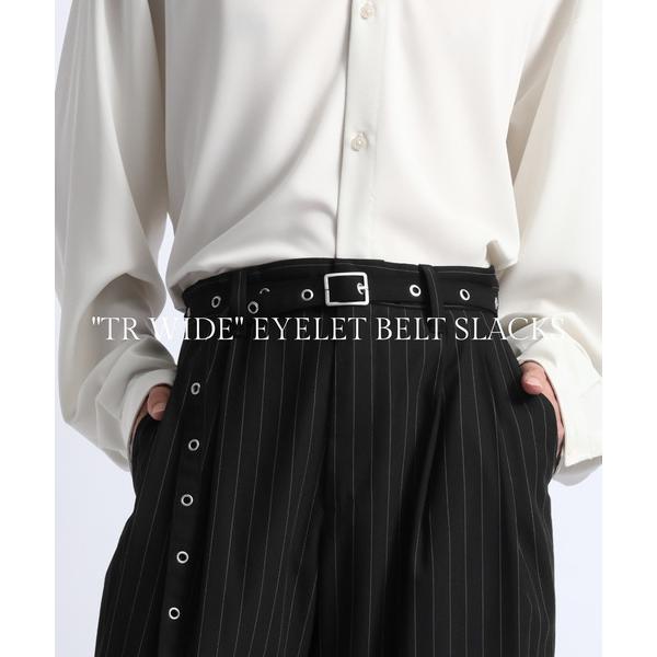 ZOZO問い合わせ番号:110358595ショップ:RAGEBLUE，レイジブルーブランド:RAGEBLUE，レイジブルー商品名:EYELET BELT TR STRAIGHT WIDE SLACKS / アイレットベルト付き/TRワイドス...