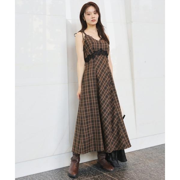ZOZO問い合わせ番号:110479221ショップ:WILLSELECTION，ウィルセレクションブランド:WILLSELECTION，ウィルセレクション商品名:「再入荷予約受付中」レーストリムチェックキャミワンピースカテゴリ:ワンピース/...