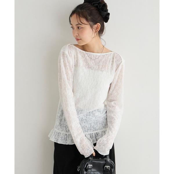 ZOZO問い合わせ番号:110517737ショップ:MONO-MART，モノマートブランド:forksy.，フォルクシー，MONO-MART，モノマート商品名:「forksy.」「エブリデイシリーズ」花柄レース ボートネック メローフリルト...
