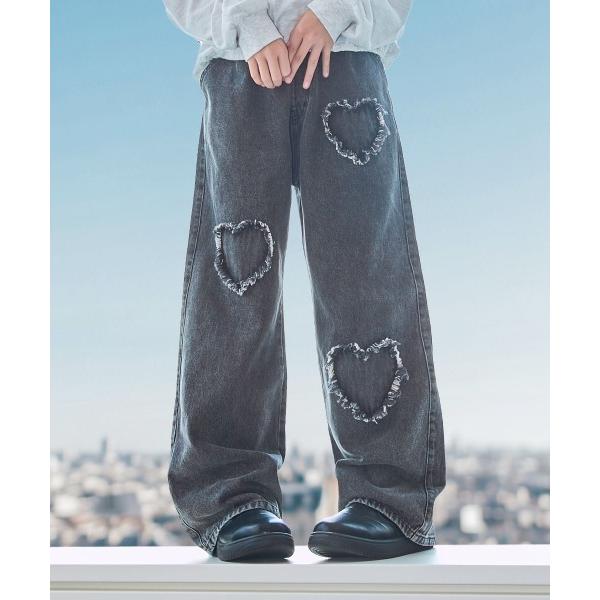 ZOZO問い合わせ番号:110518396ショップ:devirock，デビロックブランド:devirock，デビロック商品名:「chum」ハートとリボンがえらべる 美脚 デニムワイドパンツカテゴリ:パンツ>デニムパンツブランド品番:1...