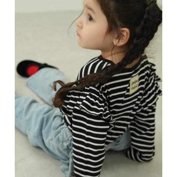 ZOZO問い合わせ番号:110558420ショップ:pairmanon，ペアマノンブランド:pairmanon，ペアマノン，coucou manon，ククゥ マノン商品名:「90-150cm」 ワッフル 袖フリルボーダーロンTカテゴリ:トッ...