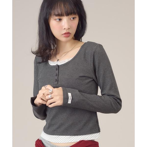ZOZO問い合わせ番号:110558578ショップ:apres jour mignon，アプレジュールミニョンブランド:apres jour mignon，アプレジュールミニョン商品名:レイヤードヘンリー長袖トップスカテゴリ:トップス&gt...