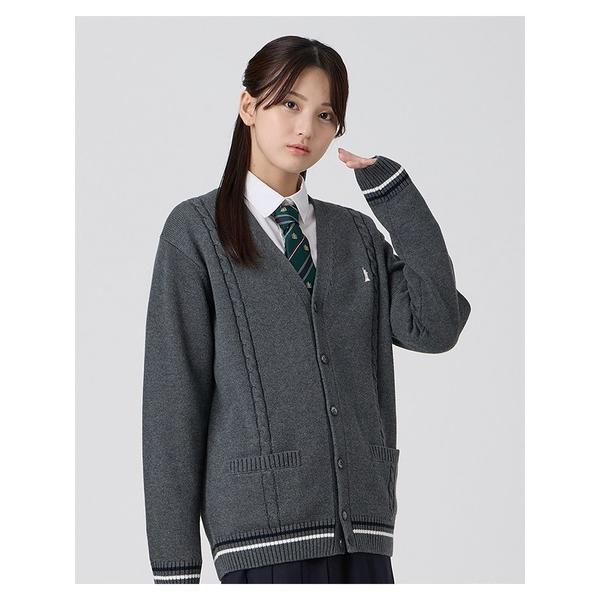 ZOZO問い合わせ番号:110559302ショップ:EASTBOY，イーストボーイブランド:EASTBOY，イーストボーイ商品名:カーディガン 綿×裏暖 プレーティング 7G ケーブル編 ライン入り 制服 スクールニット 中学生 高校生カテ...