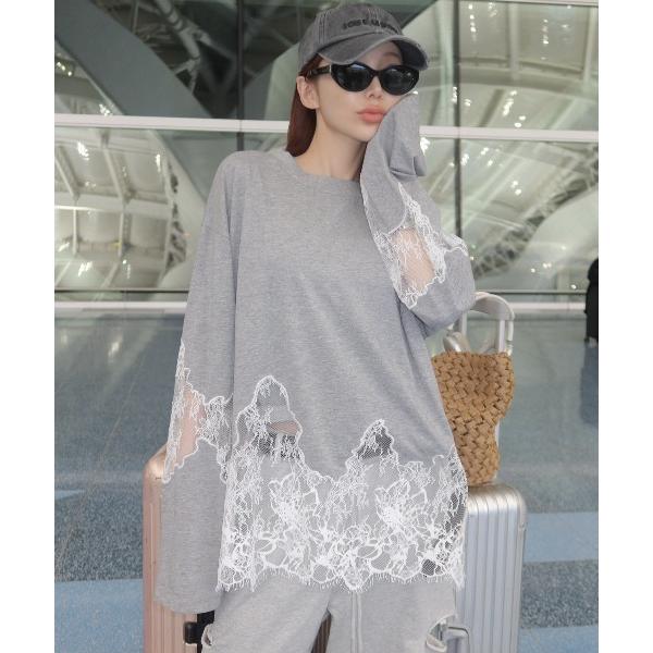 ZOZO問い合わせ番号:110633856ショップ:JOSE MOON，ジョゼムーンブランド:JOSE MOON，ジョゼムーン商品名:LACE DOCKING LONG TEE/レースドッキングロングTカテゴリ:トップス>Tシャツ/カ...