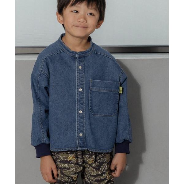 ZOZO問い合わせ番号:110635708ショップ:MAKE YOUR DAY，メイクユアデイブランド:MAKE YOUR DAY，メイクユアデイ商品名:デニムとフェイクレザーのバンドカラーシャツ80〜140cmカテゴリ:トップス>シ...