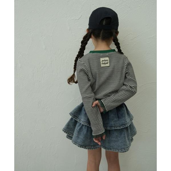 ZOZO問い合わせ番号:110673412ショップ:pairmanon，ペアマノンブランド:pairmanon，ペアマノン，coucou manon，ククゥ マノン商品名:「90-150cm」綿100% シアーフリル袖 ボーダーリブロンTカ...