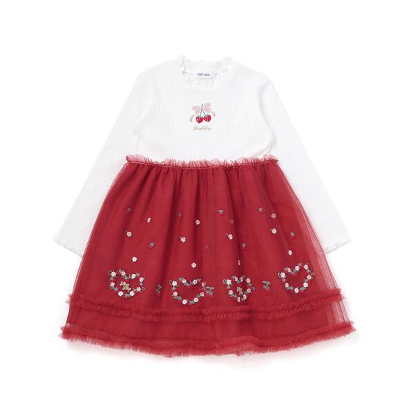 ZOZO問い合わせ番号:110711754ショップ:BEBE ONLINE STORE，ベベ オンラインストアブランド:SLAP SLIP，スラップスリップ商品名:ハイネックイチゴ刺しゅうチュールスカートワンピース(80~130cm)カテゴ...