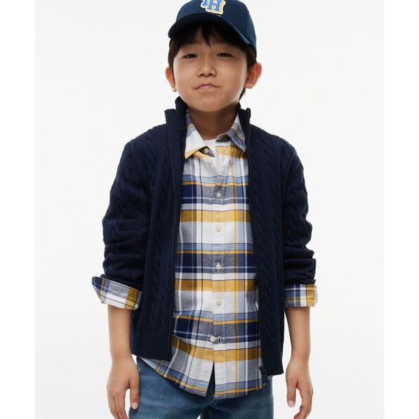 ZOZO問い合わせ番号:110712827ショップ:TOMMY HILFIGER，トミー ヒルフィガーブランド:TOMMY HILFIGER，トミーヒルフィガー商品名:BOYS コットンケーブルニットフルジップカーディガンカテゴリ:トップス...