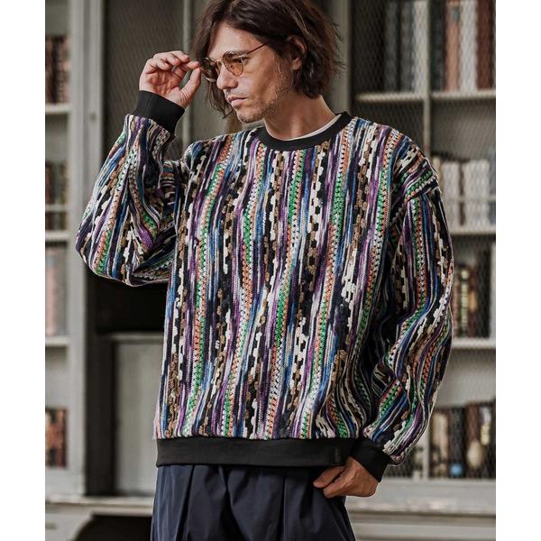 ZOZO問い合わせ番号:110713191ショップ:CAMBIO，カンビオブランド:CAMBIO，カンビオ商品名:mn3295-Boucle Multicolor Stripe Crewneck クルーネックプルオーバー(PF-262-01...