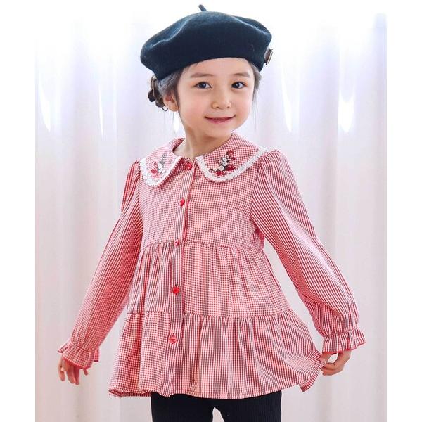 ZOZO問い合わせ番号:110717762ショップ:BEBE ONLINE STORE，ベベ オンラインストアブランド:SLAP SLIP，スラップスリップ商品名:襟フルーツ刺しゅうティアードブラウス(90~130cm)カテゴリ:トップス&...