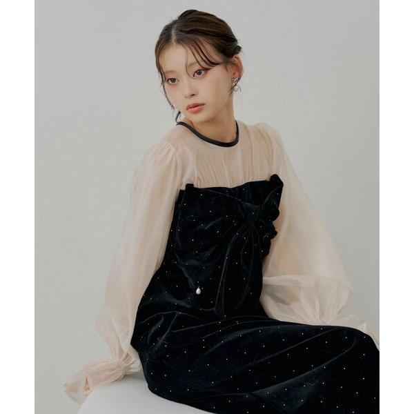ZOZO問い合わせ番号:110721631ショップ:Chico，チコブランド:Chico，チコ商品名:REVIVAL「SALON by Chico」配色シアーリボンベロアワンピース?/ オケージョンカテゴリ:ワンピース/ドレス>ドレス...