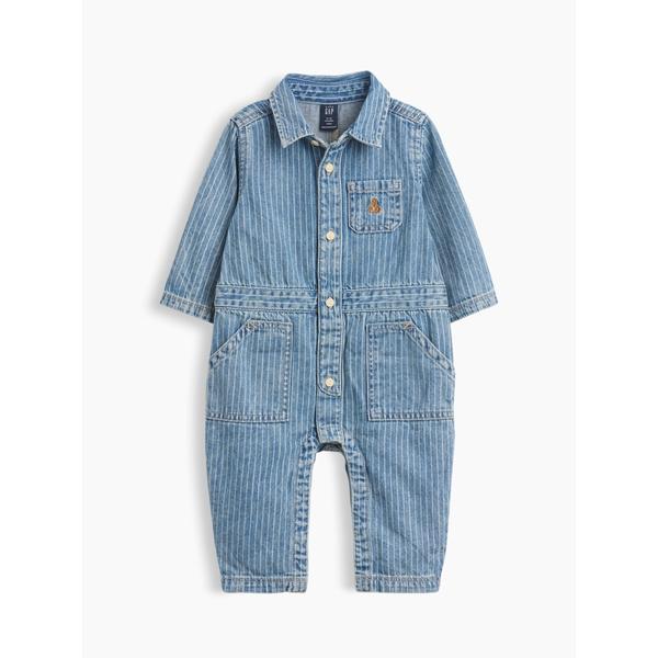 『タイムセール実施中』※このアイテムは返品・交換対象外商品です。ZOZO問い合わせ番号:110722401ショップ:GAP，ギャップブランド:GAP，ギャップ商品名:デニム ストライプ ユーティリティ カバーオール (ベビー)カテゴリ:ママ...