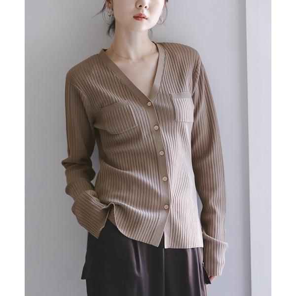 ZOZO問い合わせ番号:110758324ショップ:Spick &amp; Span，スピック アンド スパンブランド:NOBLE，ノーブル商品名:「追加・新色」ナローワイドリブVカーディガンカテゴリ:トップス>カーディガン/ボレロブ...